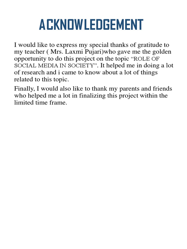 Acknowledgement | PDF