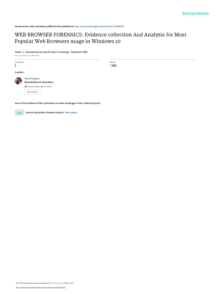 WEB BROWSER FORENSICS: Evidence Collection and Analysis For Most Popular Web Browsers Usage in ...