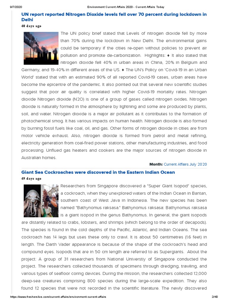 Environment Current Affairs 2020 | PDF | Atmosphere Of Earth | Himalayas