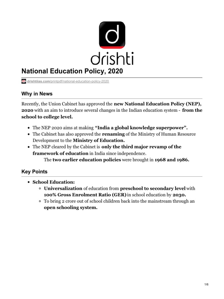 National Education Policy, 2020 | PDF | Wellness