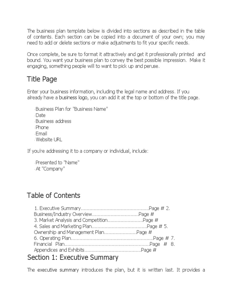 SIMPLE BUSINESS PLAN TEMPLATE | PDF | Pricing | Sales