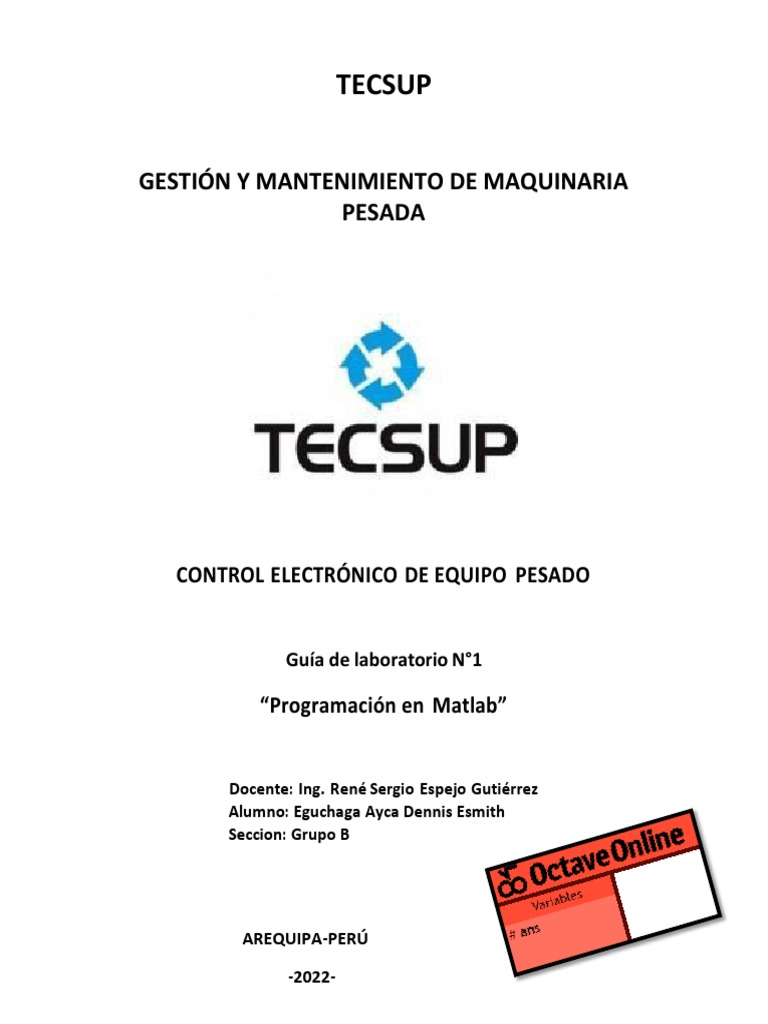 Lab - 01 - Programación en Matlab | PDF | Matriz (Matemáticas) | Matlab