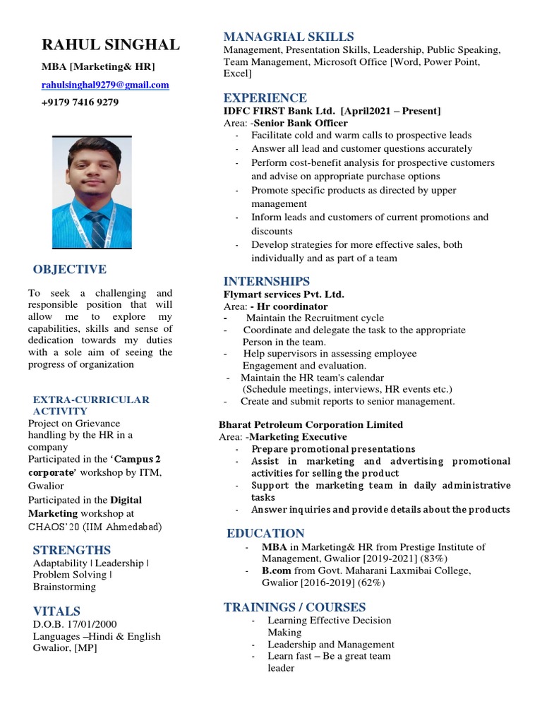 Rahul Singhal CV - 1-1 | PDF | Marketing | Leadership