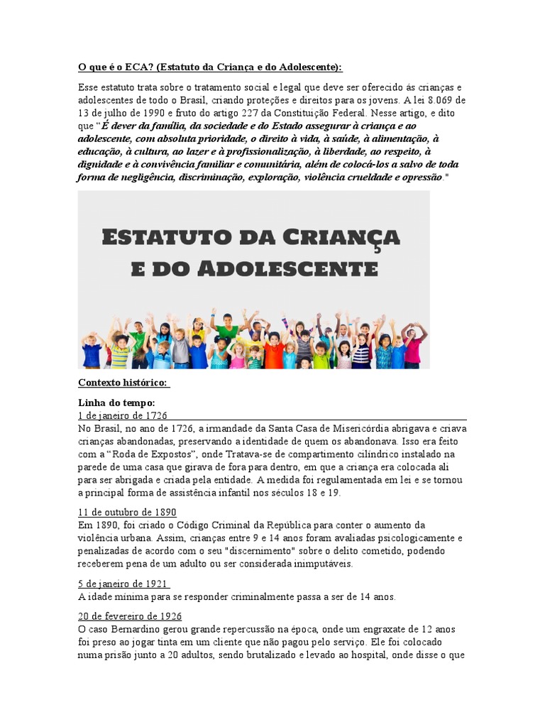 ECA Estatuto Da Criança e Do Adolescente | PDF | Adolescência | Brasil