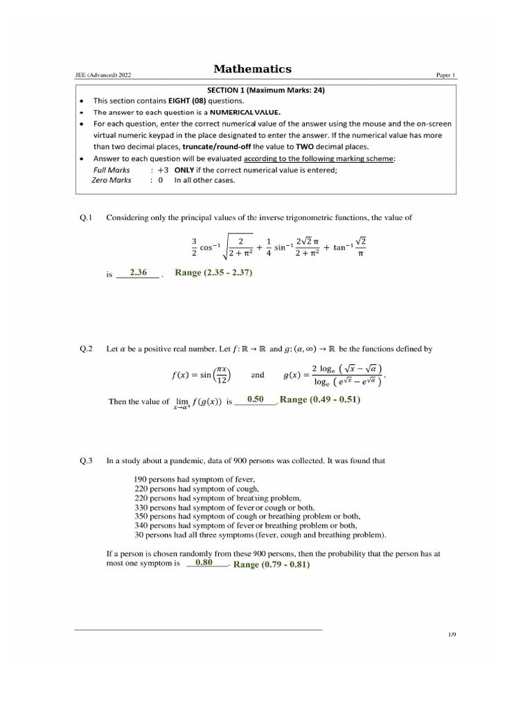 Jeeadv 2022 Final Answer Keys | PDF | Chemistry | Physical Sciences