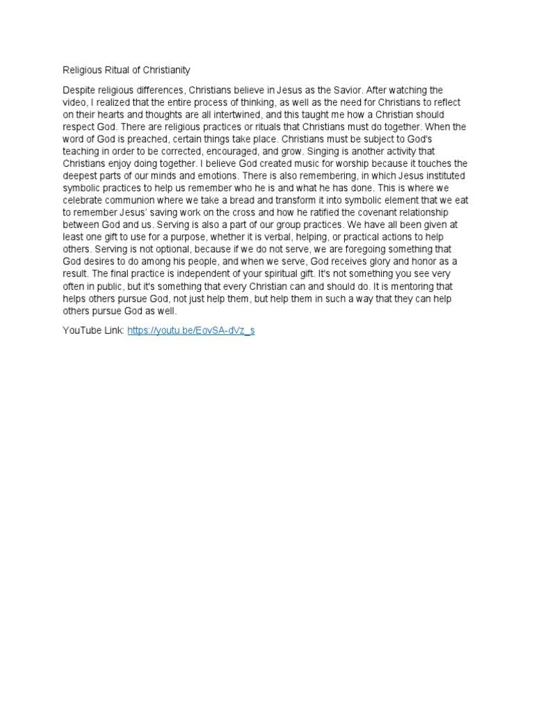 Christian Rituals and Practices Explained | PDF