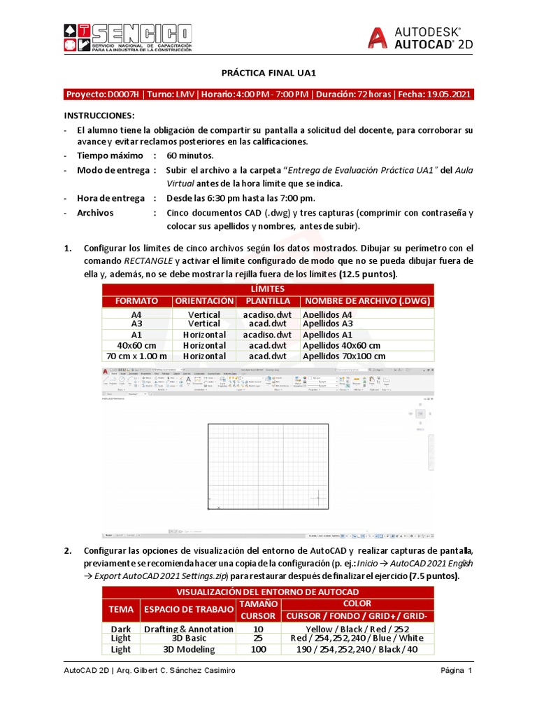 AutoCAD 2D UA1 - Evaluación Práctica | PDF | Cad automático | Software