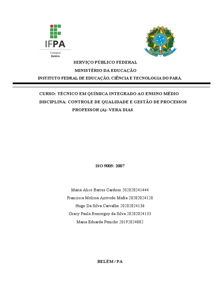 Trabalho Escrito Da Vera Iso 9005 | PDF | ISO 9000 | Titulação