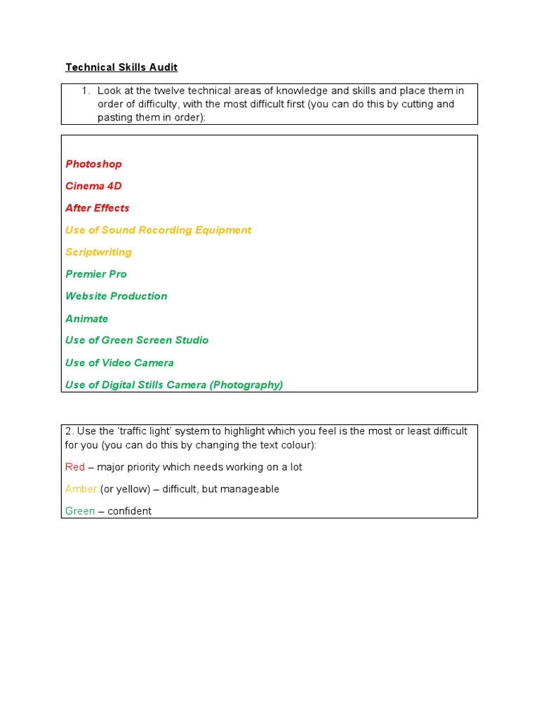 Technical Skills Audit Ash | PDF | Computers | Technology & Engineering