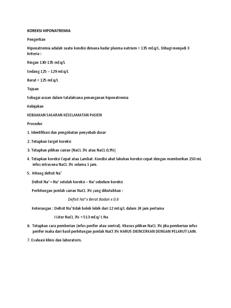 Koreksi Hiponatremia Dan Hipofosfatemia | PDF