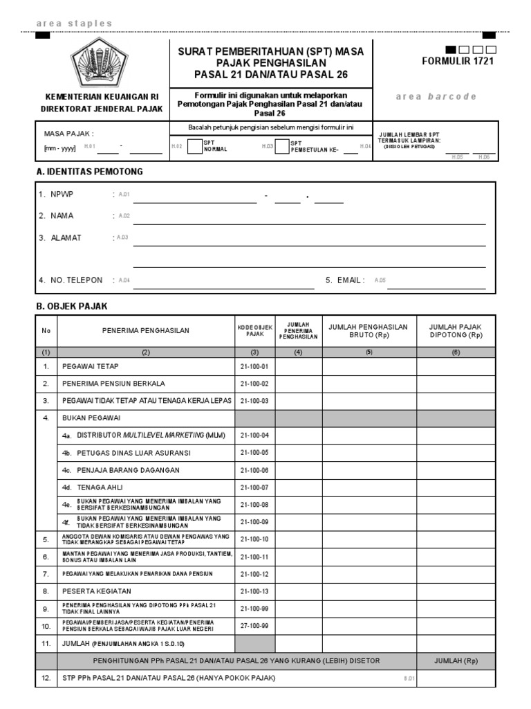 Panduan Pengisian Formulir 1721 | PDF