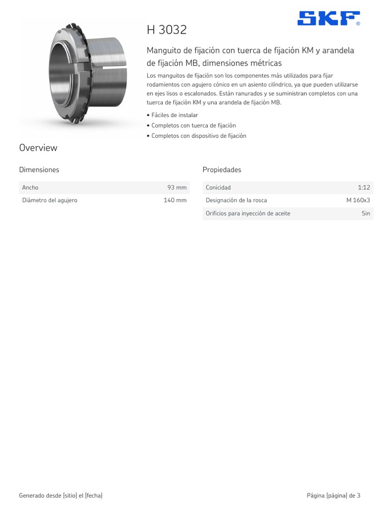 Manguito de Fijación Con Tuerca de Fijación KM y Arandela de Fijación ...