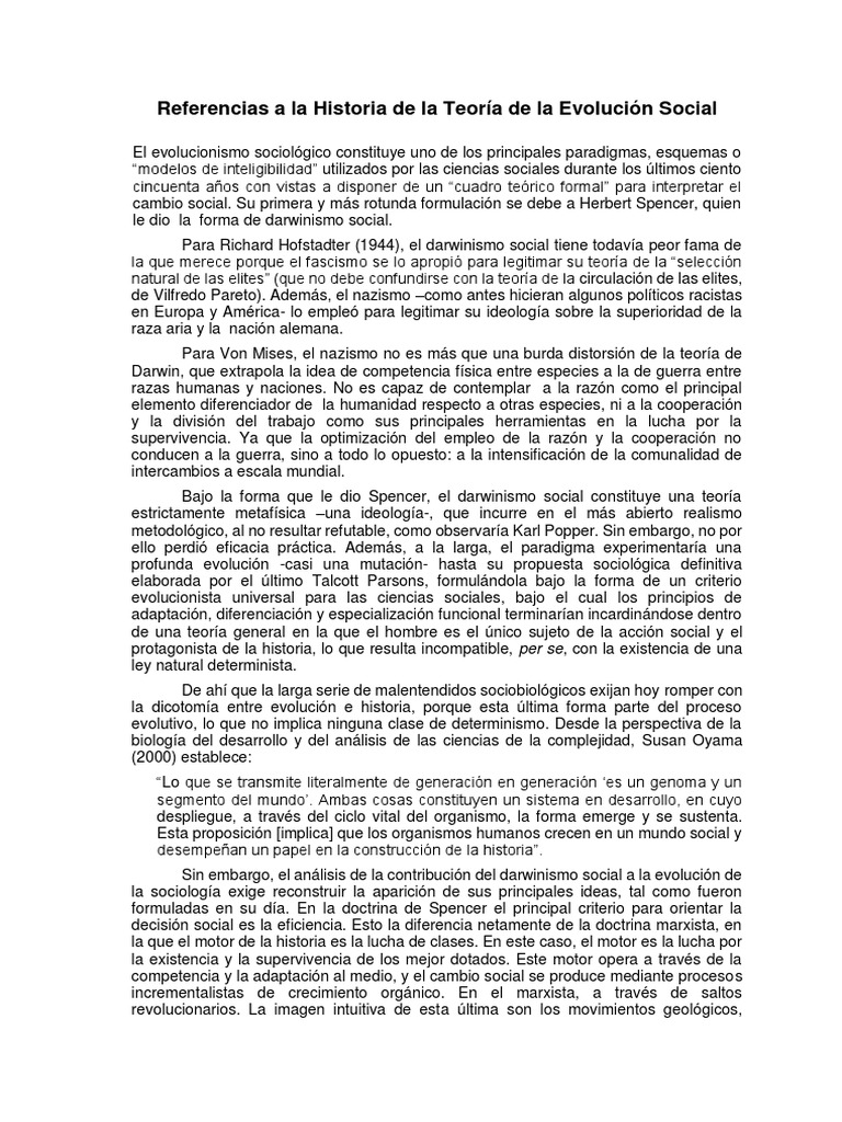Referencias A La Historia de La Teoría de La Evolución Social | PDF ...