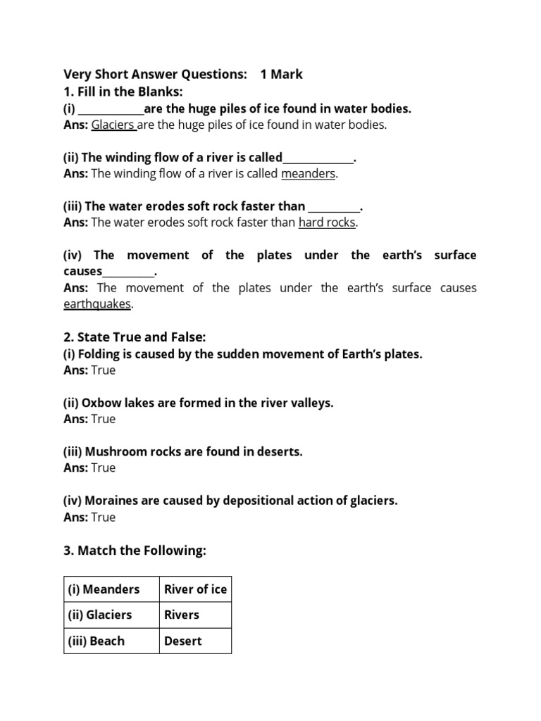 Landforms and Forces Quiz | PDF | Glacier | Sedimentary Rock