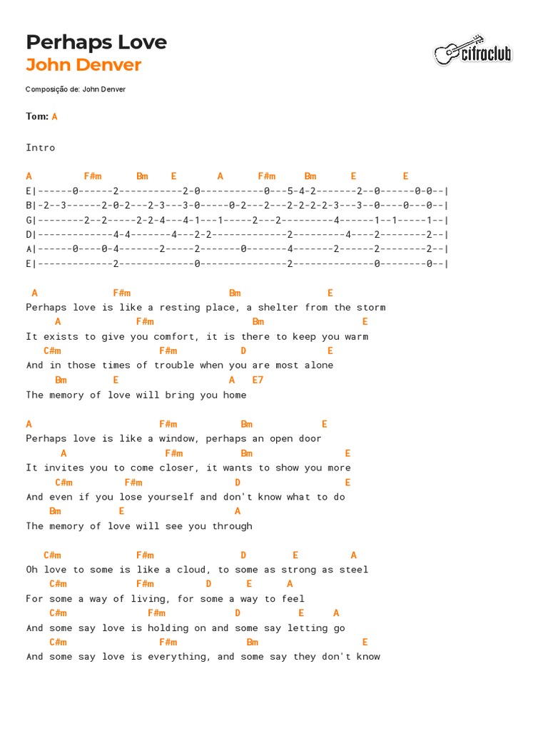 Cifra Club - John Denver - Perhaps Love | PDF