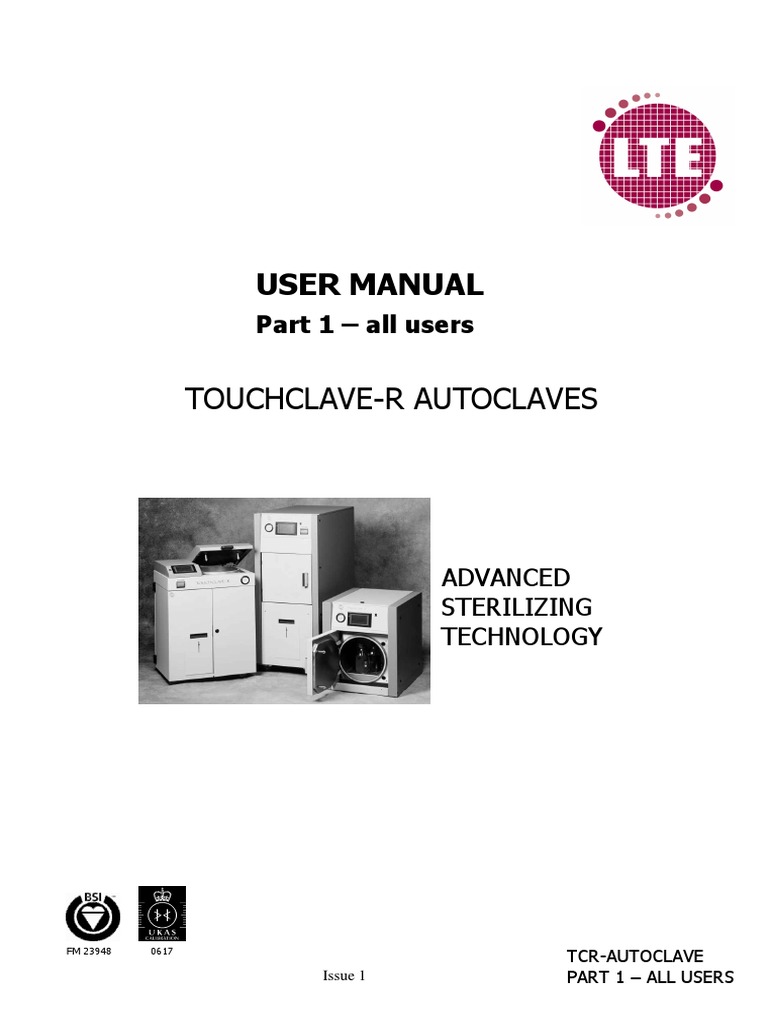LTE Autoclaves Floor Standing Front Loading TouchClave-R Series Manual ...