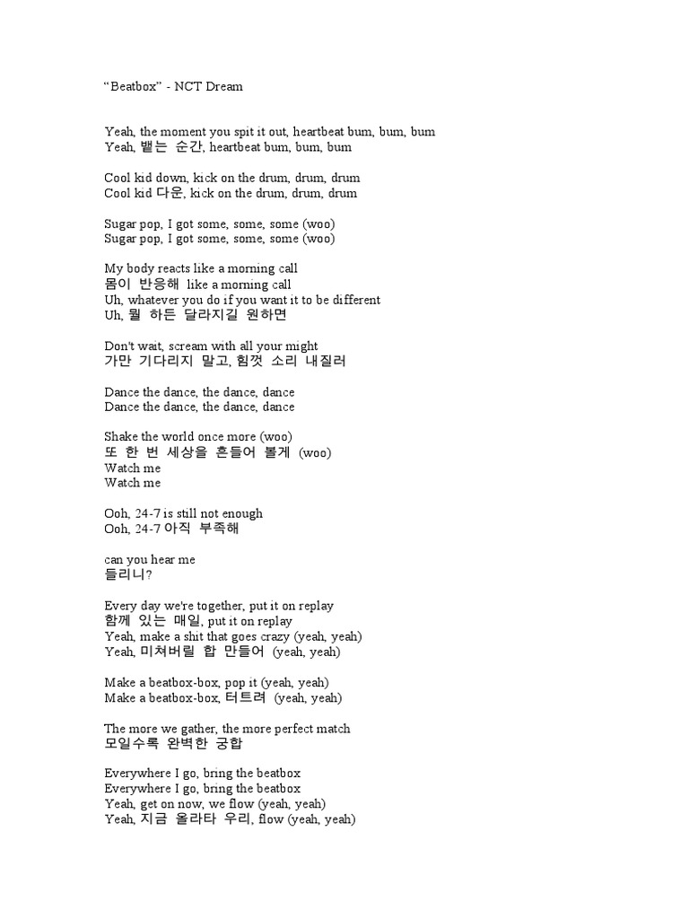 Beatbox - NCT Dream | PDF