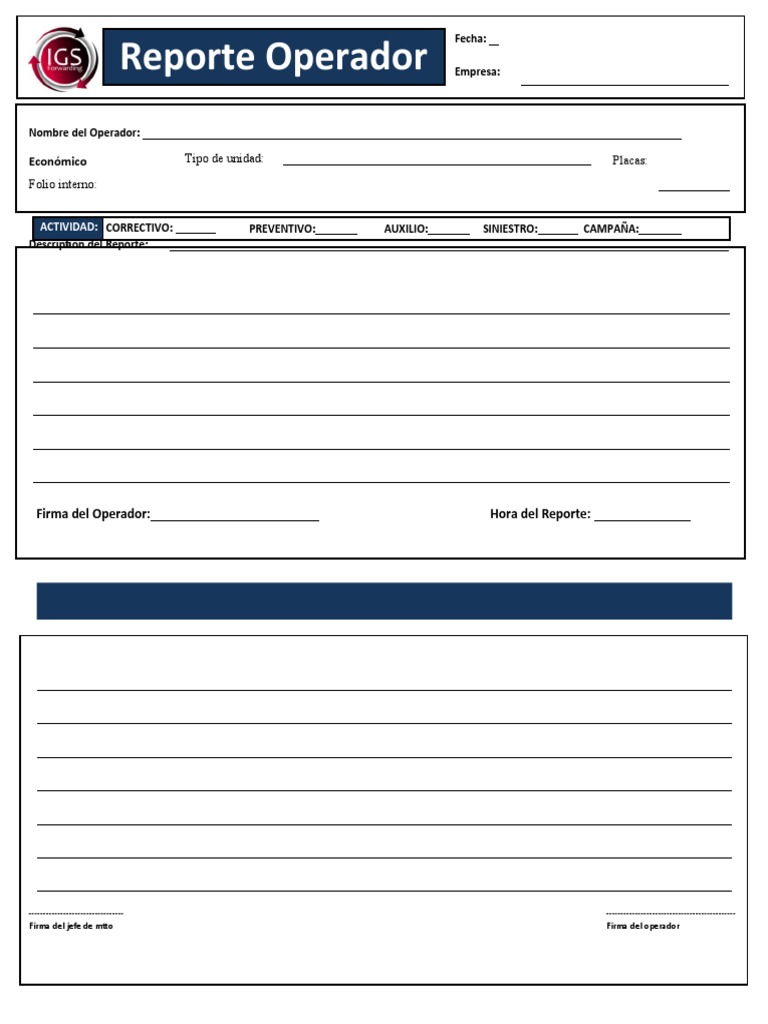 Formato Reporte Operador | PDF