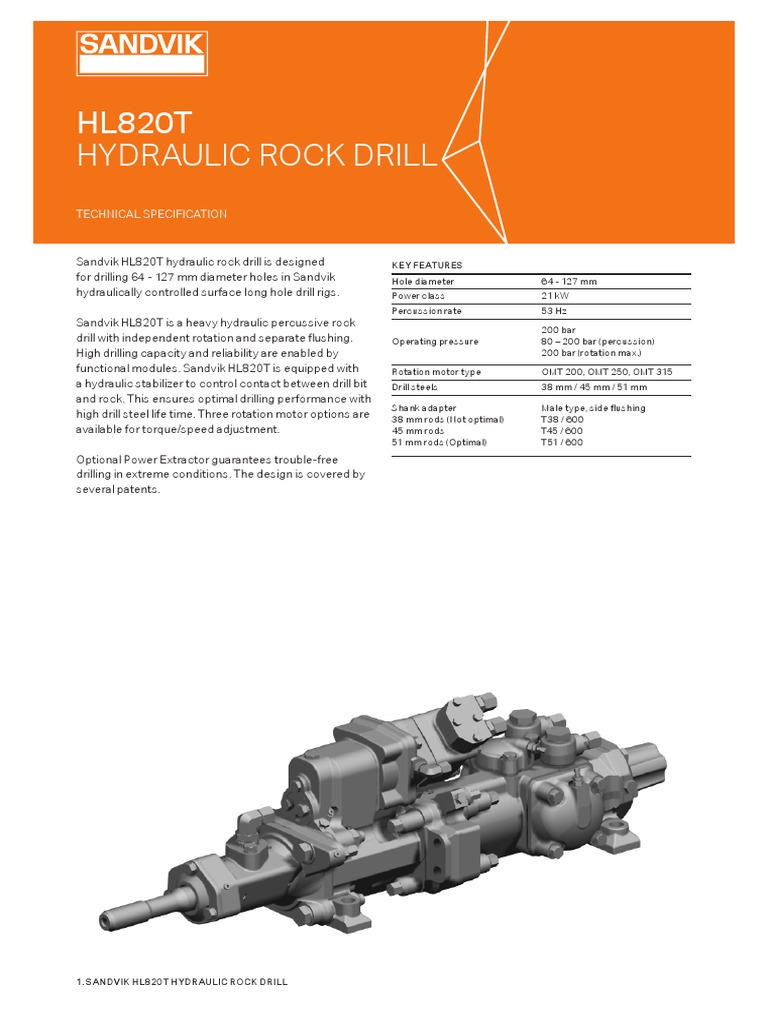 HL820T Hydraulic Rock Drill: Technical Specification | PDF | Drill ...