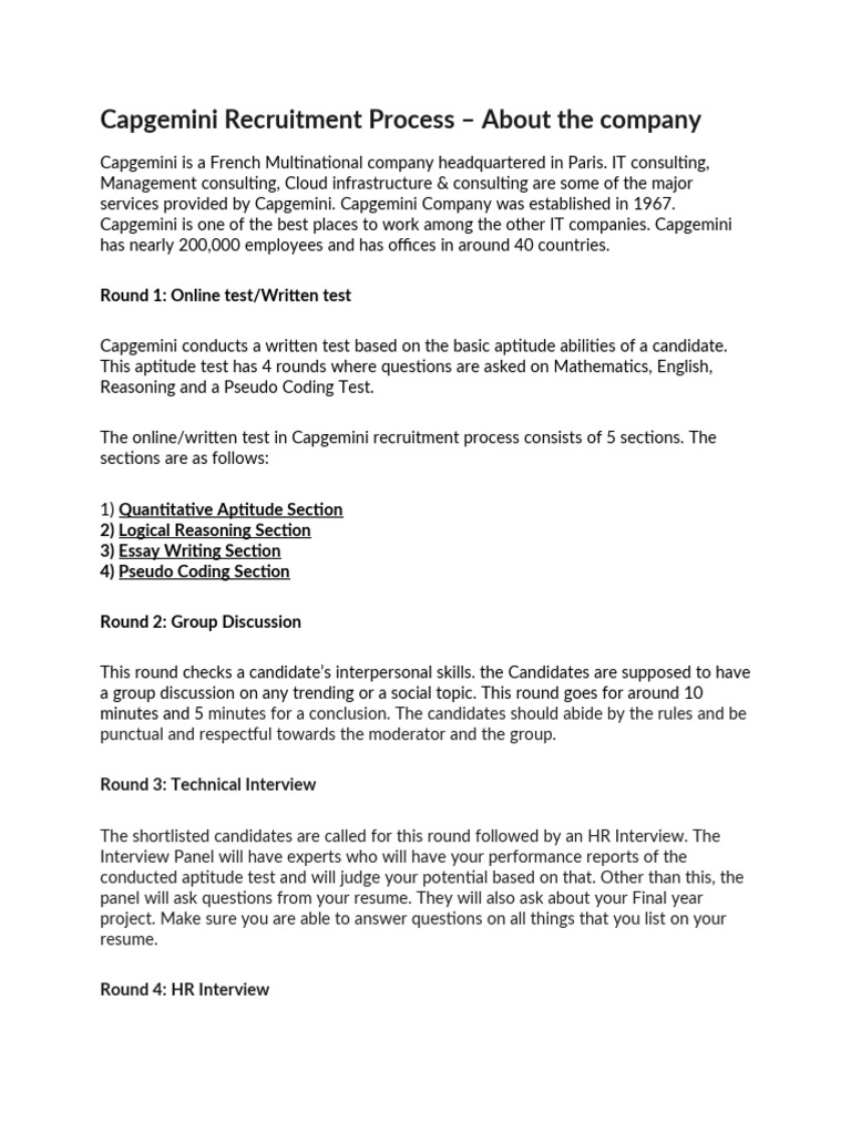 Capgemini Previous Papers | PDF | Teaching Methods & Materials