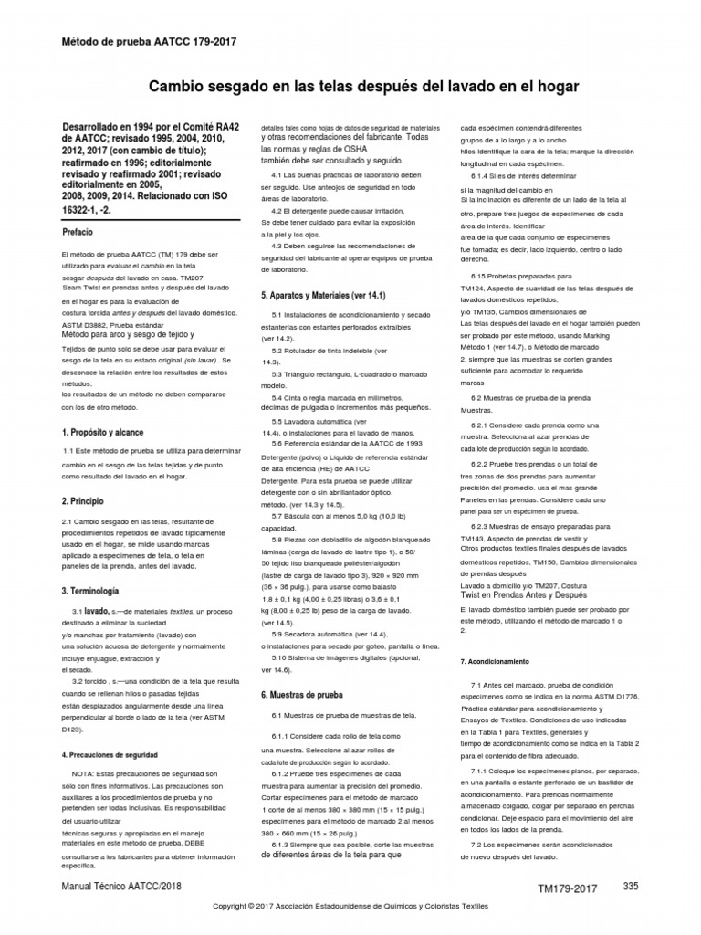 AATCC 179 Esp | PDF | Pantalones | Medición