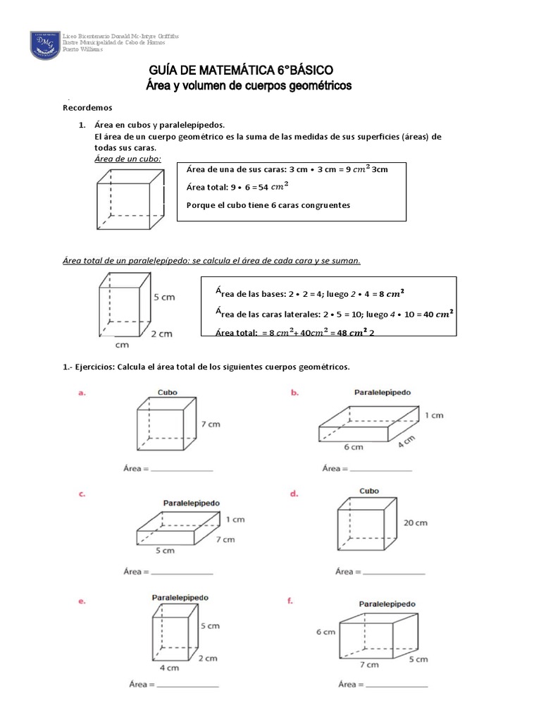 Cálculo de áreas en cuerpos geométricos | PDF | Métodos y materiales de ...