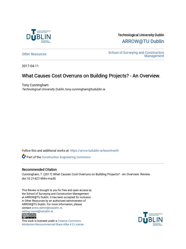 Cunningham 2017, WHAT CAUSES COST OVERRUNS ON BUILDING PROJECTS - AN OVERVIEW | PDF | Employment ...
