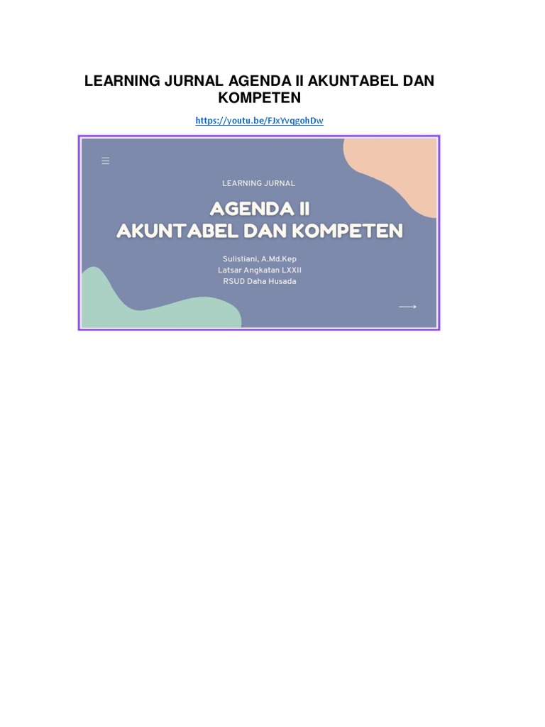 Learning Jurnal Agenda II Akuntabel Dan Kompete1 | PDF