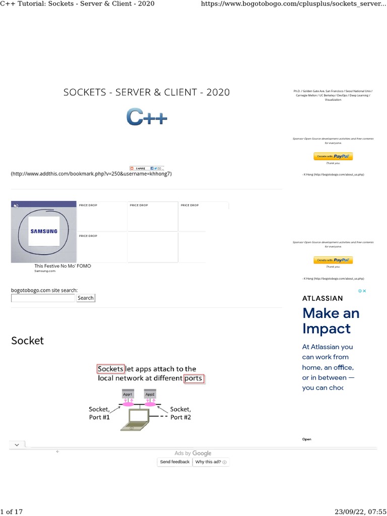 C++ Tutorial Sockets - Server & Client - 2020 | PDF | Network Socket | Port (Computer Networking)