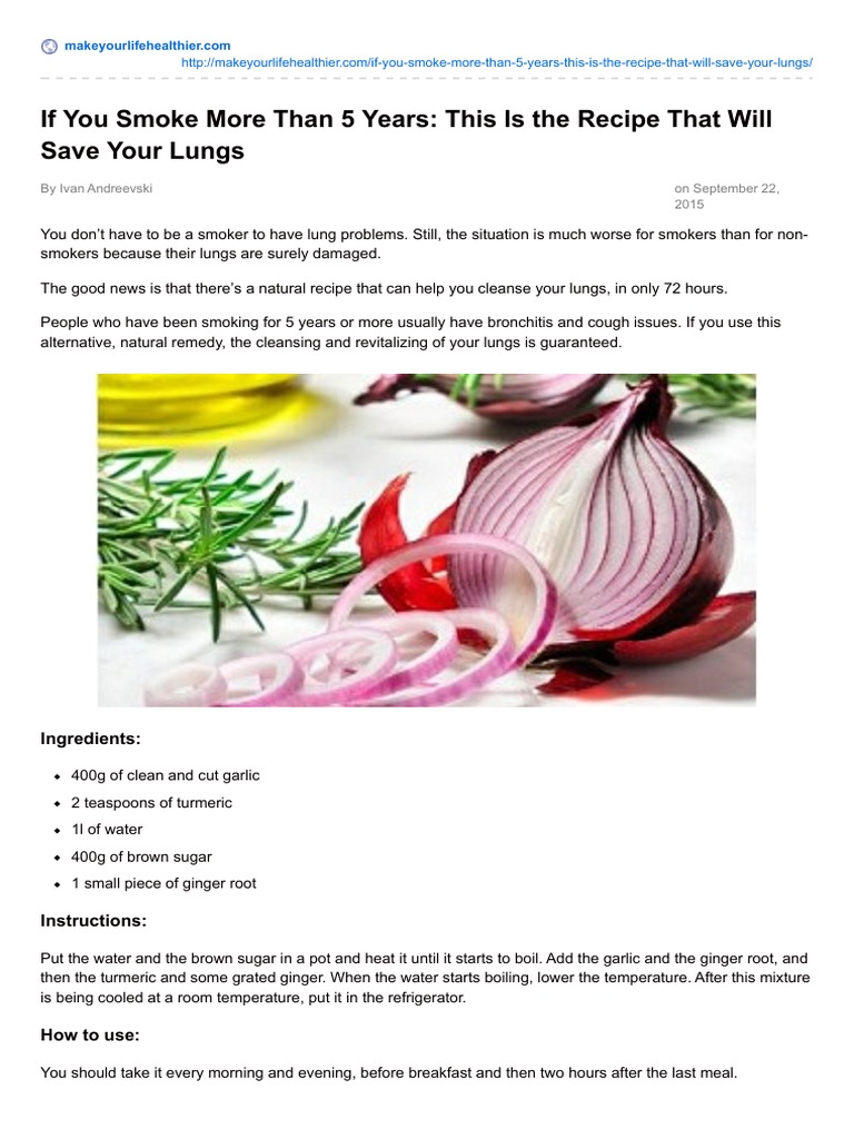 Lung Cleanse Recipe for Smokers | PDF | Foods | Food And Drink