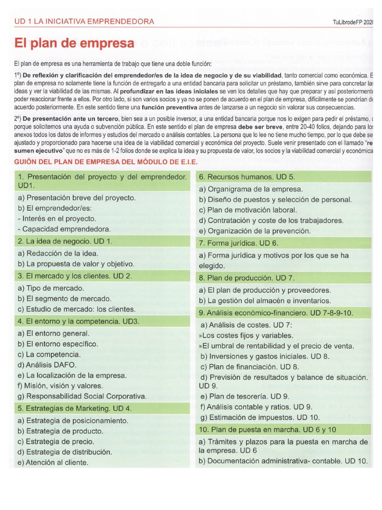 Guión Del Plan de Empresa de Eie | PDF