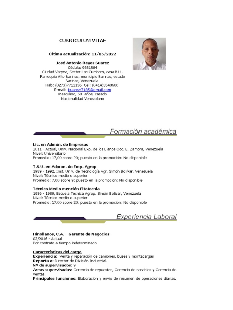 Curriculum Vitae Jose Reyes | PDF | Bancos | Venezuela