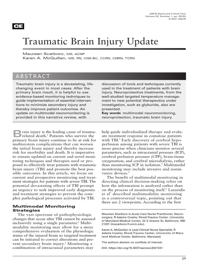 Traumatic Brain Injury Update | PDF | Traumatic Brain Injury | Hemodynamics