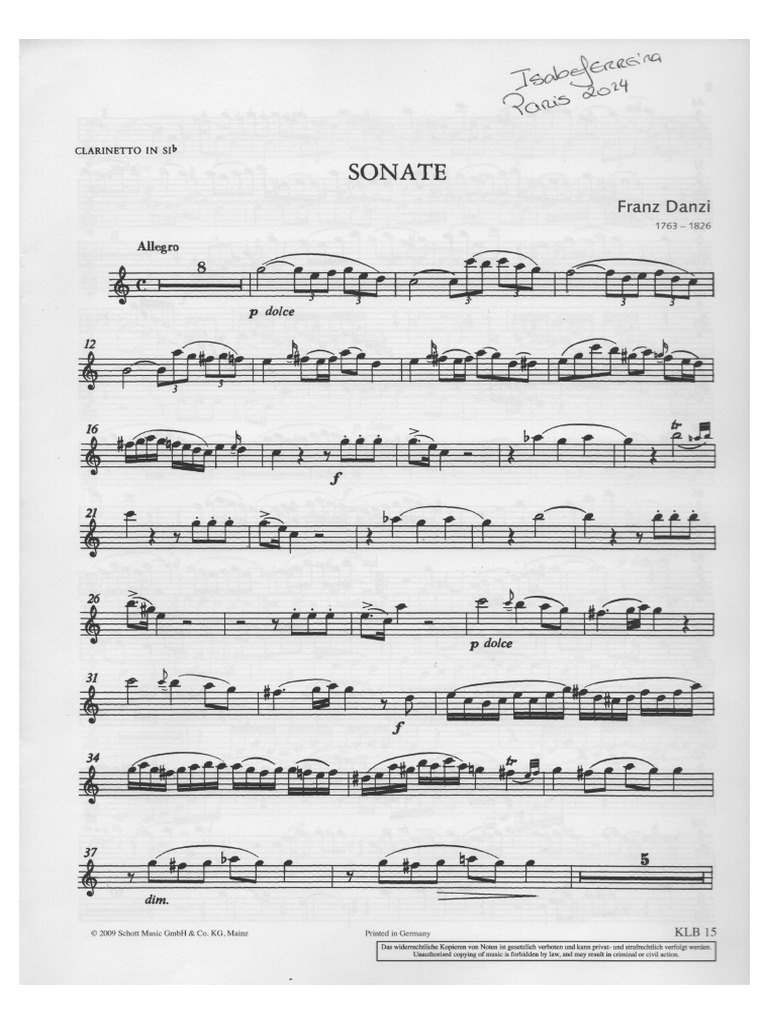 Franz Danzi - Sonata | PDF