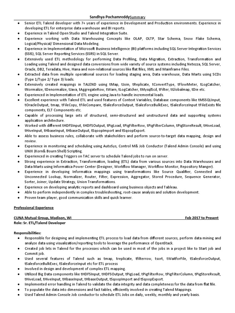 Sandhya Pochamreddy | PDF | Data Warehouse | Microsoft Sql Server