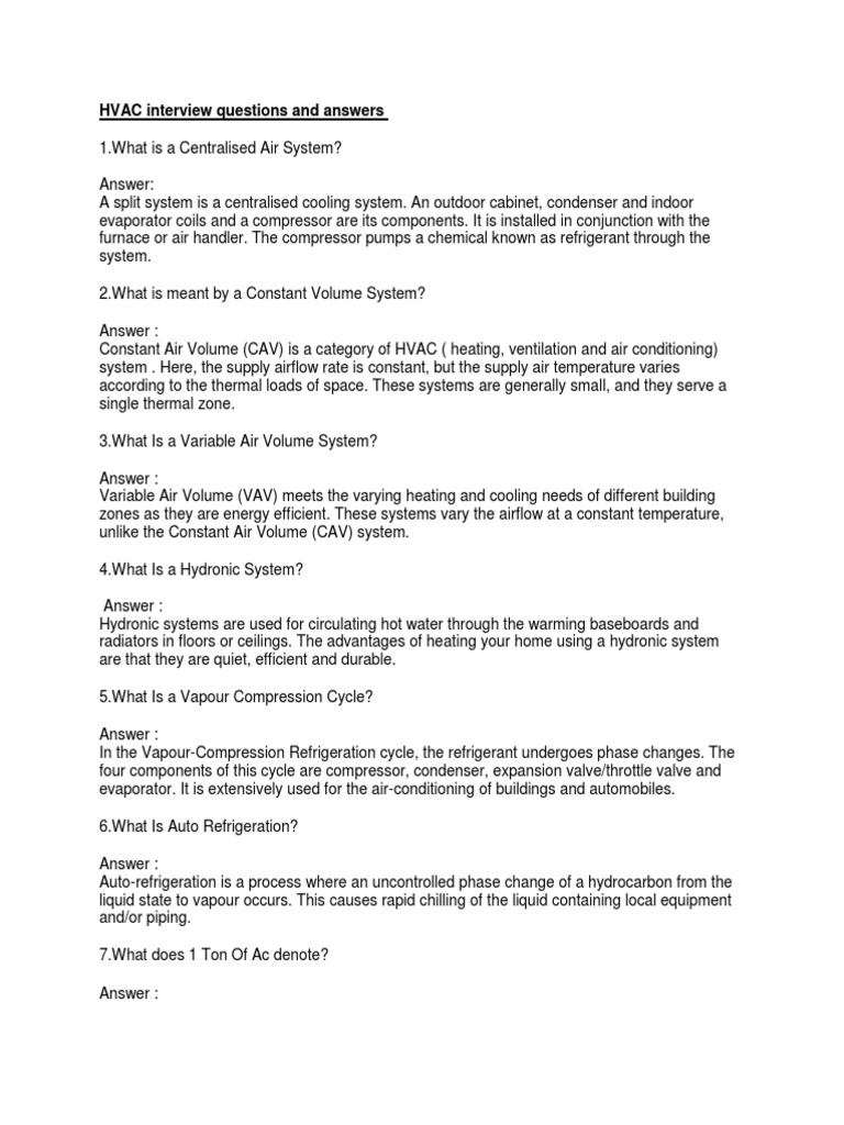 HVAC Interview Questions and Answers PDF Download | PDF | Home & Garden ...