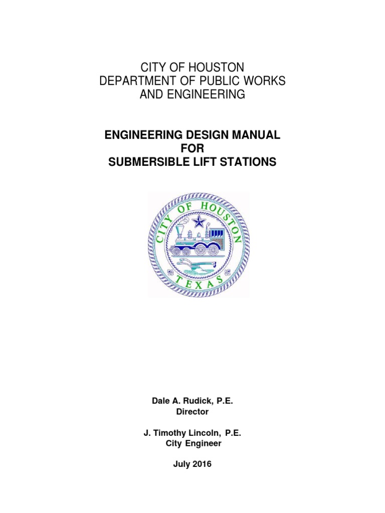 Houston Submersible Lift Station Design Guide | PDF | Pump | Pumping ...