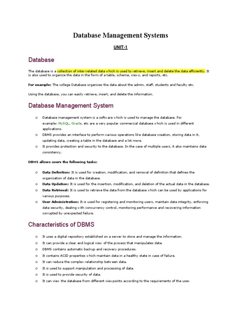 Unit 1 Pdf Relational Database Databases