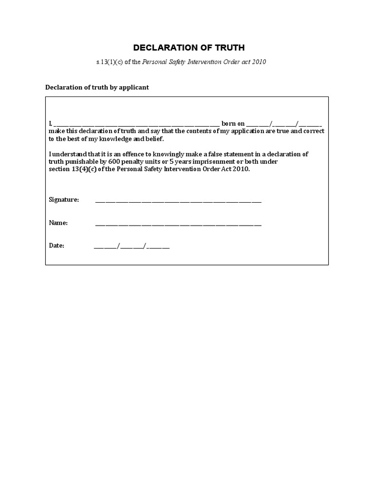 Declaration of Truth (PSIO) | PDF