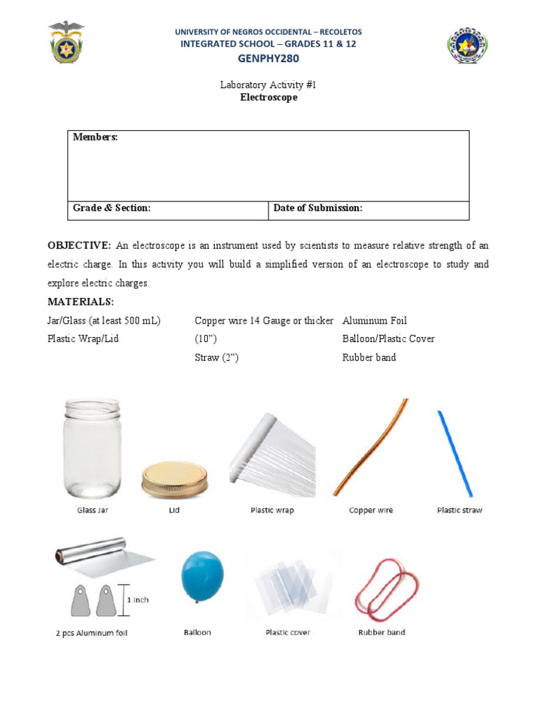 Electroscope Lab Activity | PDF | Wire | Electric Charge
