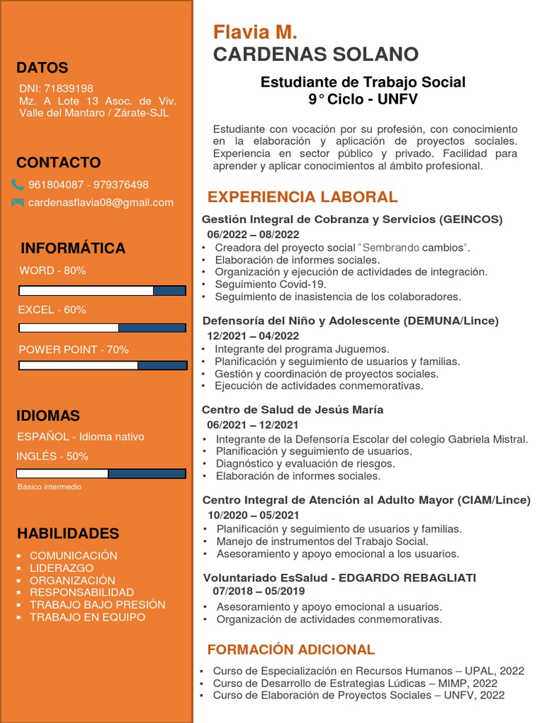 CV Actualizado-Flavia Cardenas | PDF | Trabajo Social