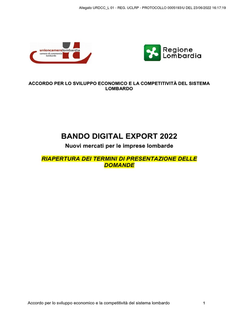 Bando Digital Export 2022 RIAPERTURA TERMINI | PDF Bando Digital Export 2022 RIAPERTURA TERMINI | PDF
