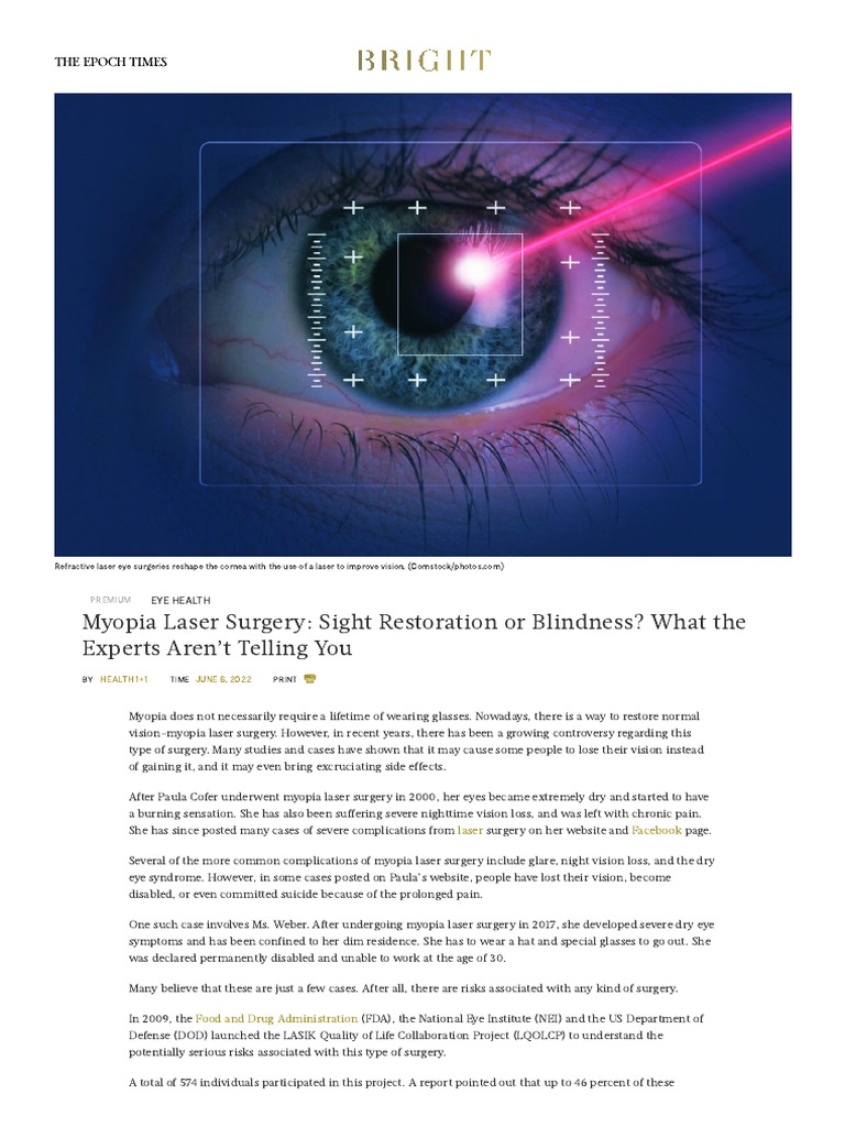 1.myopia Laser Surgery - Sight Restoration or Blindness - What The ...