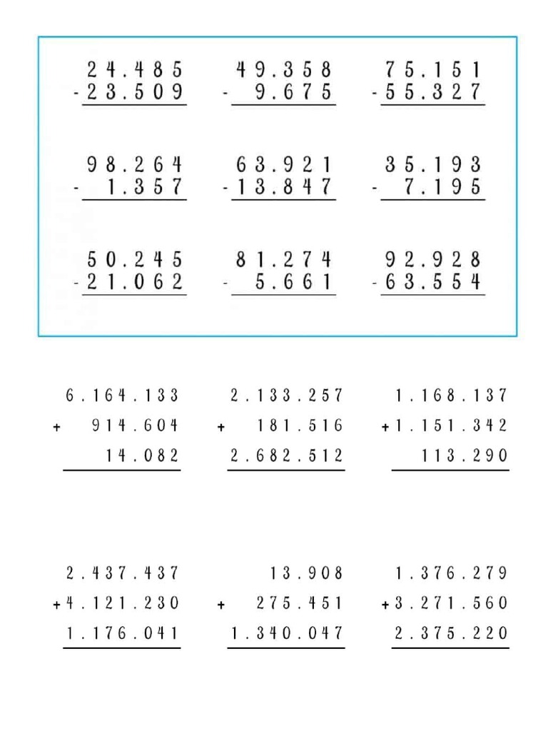 Sumas y Restas | PDF