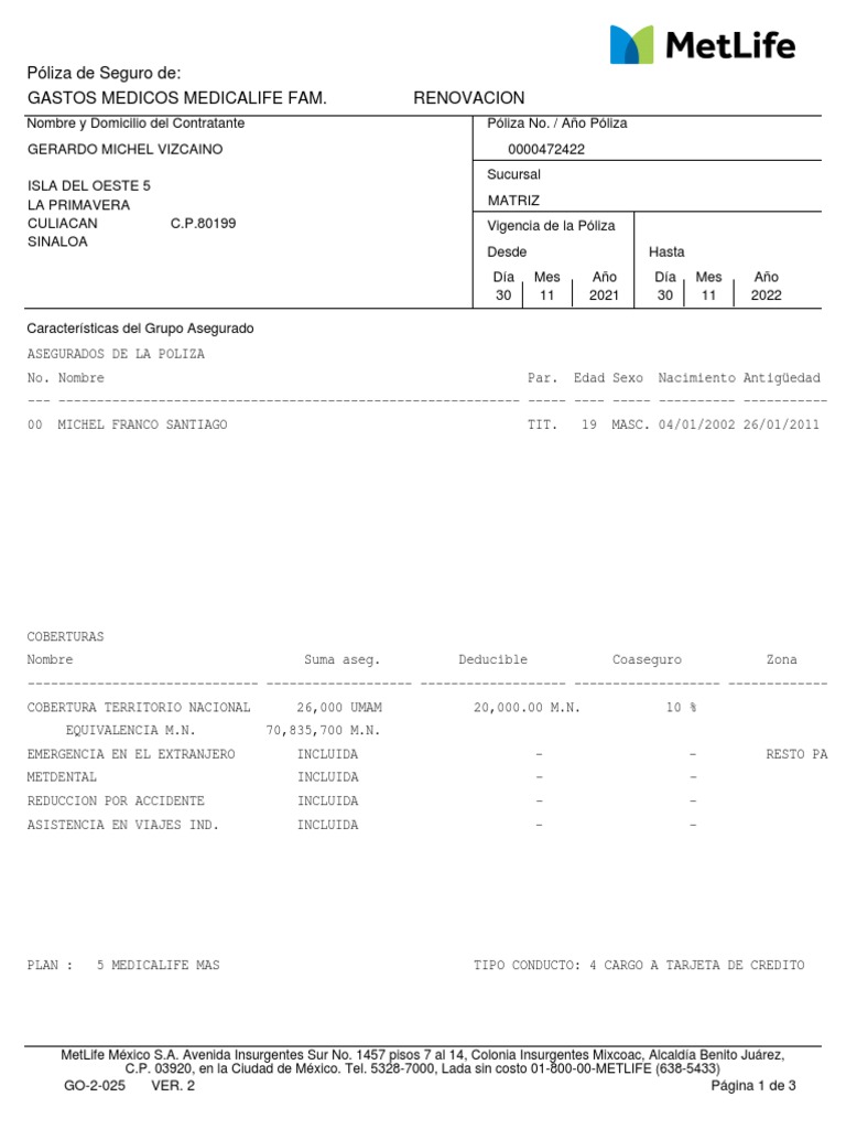 SGMM | PDF | Póliza de seguros