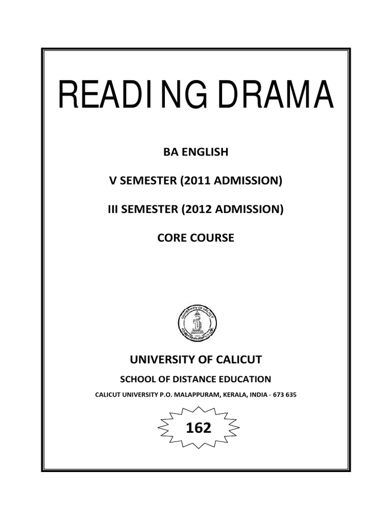 BA English 5 Sem Reading Drama | PDF | Tragedy | Plot (Narrative)