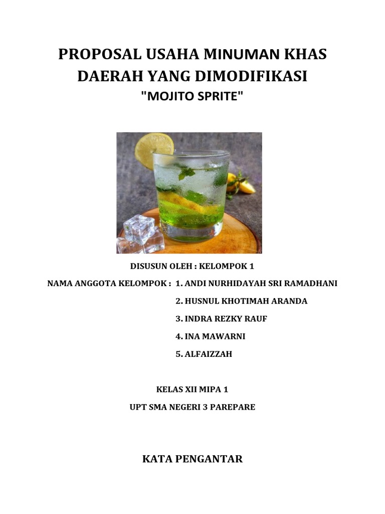 Proposal Usaha Mojito Sprite Khas | PDF | Memasak, Makanan, & Anggur