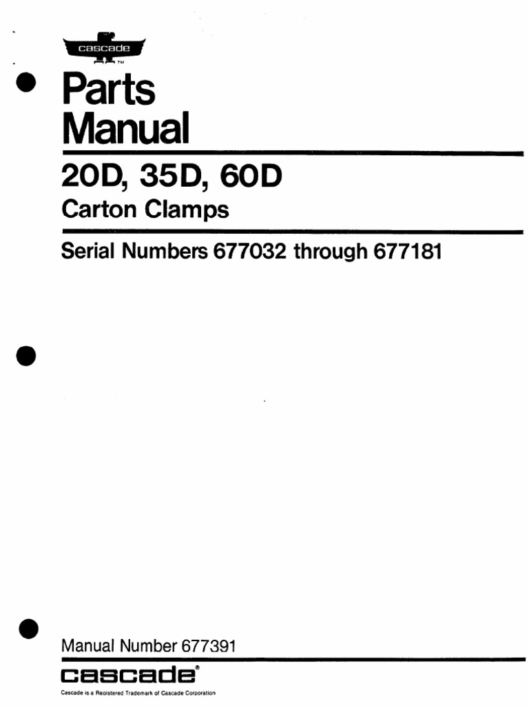 Parts manual for Cascade 20D, 35D, 60D carton clamps | PDF | Mechanical ...
