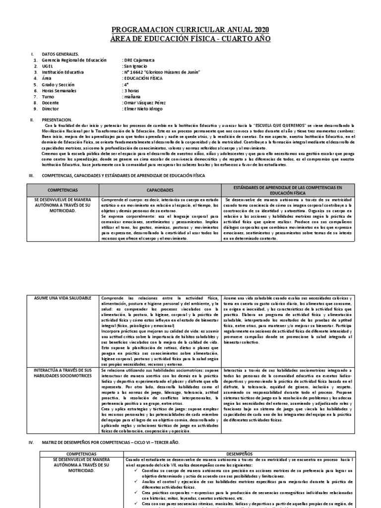 Educación Física 4° Año | PDF | Método de enseñanza | Las emociones