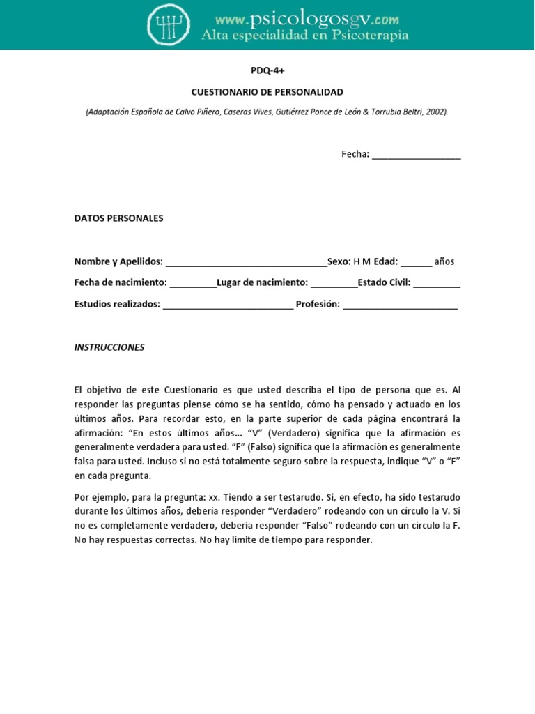 PDQ 4 | PDF | Conceptos psicologicos | Las emociones